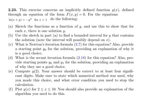 223 ﻿this Exercise Concerns An Implicitly Defined