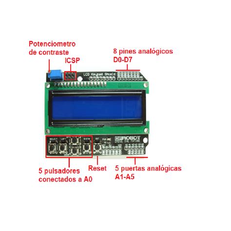 Shield Lcd Keypad 16×02 Para Arduino 5 Botones Mci Electronics