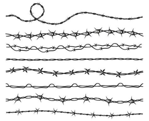 Barb Wire Security Boundary Fence With Barbed Wire Prison Protect Line And Confinement Danger