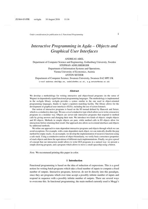 Pdf Interactive Programming In Agda Objects And Graphical User