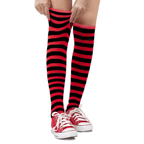 Dress Up America Red And Black Striped Socks For Adults Striped Knee