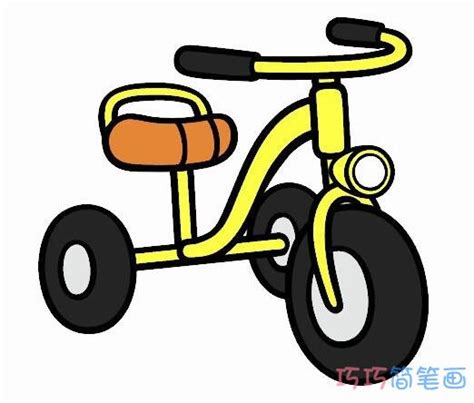 儿童三轮车怎么画涂颜色 一步一步三轮车简笔画图片 巧巧简笔画