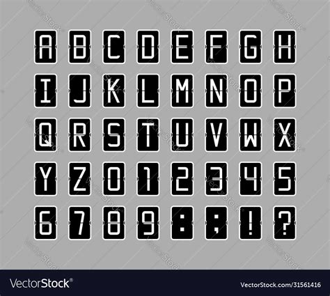 Font In Black Flip Clock Style Royalty Free Vector Image Font In Black Flip Clock Style Royalty Free Vector Image