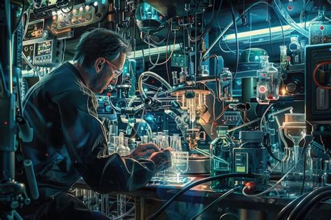 A Scientist Is Conducting Experiments Using A Microscope And Hightech Laboratory Equipment Aig