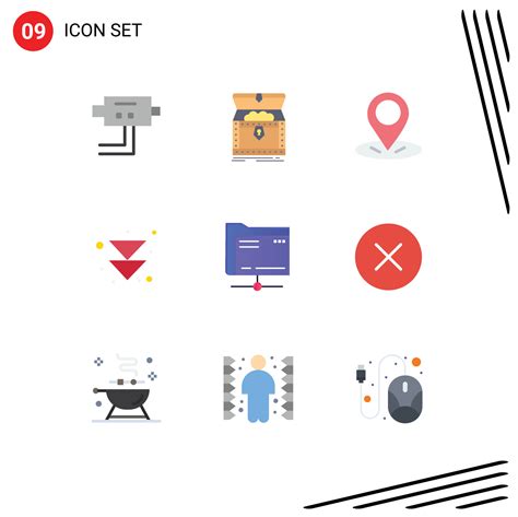 9 Universal Flat Colors Set For Web And Mobile Applications Storage Data Gps Folder Forward