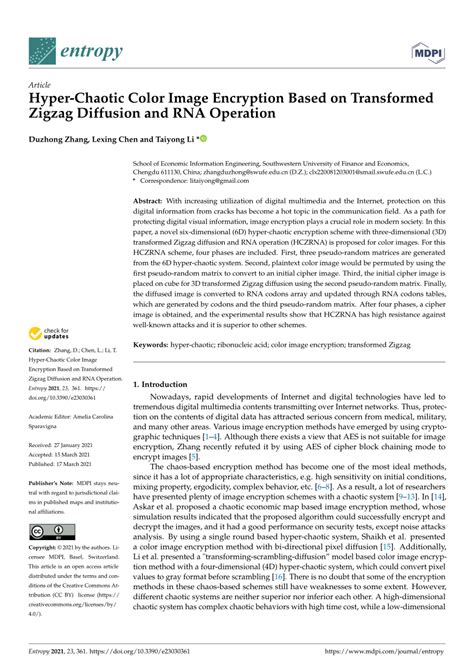 Pdf Hyper Chaotic Color Image Encryption Based On Transformed Zigzag