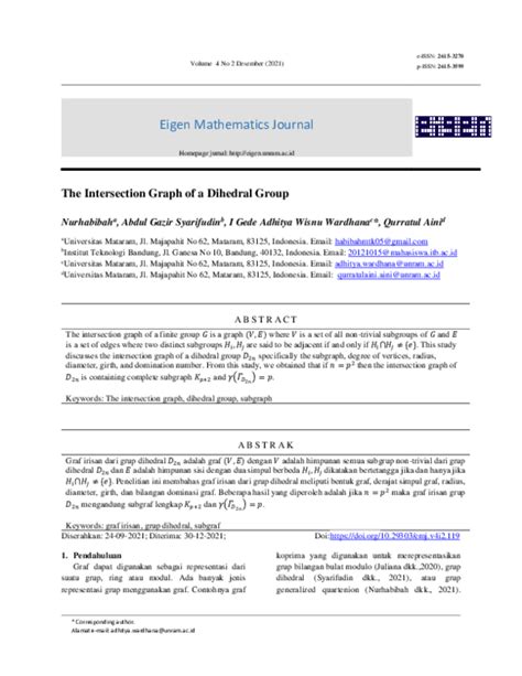 Pdf The Intersection Graph Of A Dihedral Group