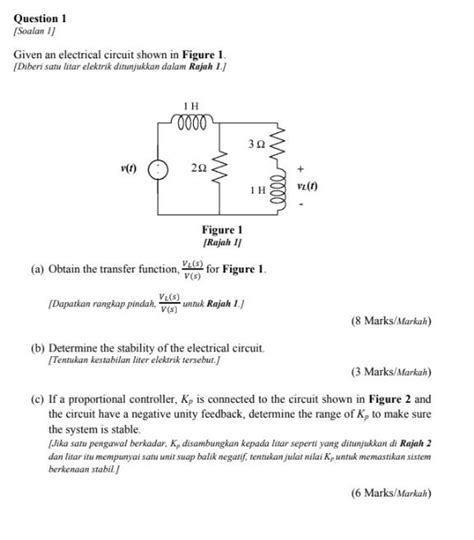 Solved Soalan I Given An Electrical Circuit Shown In Chegg Com