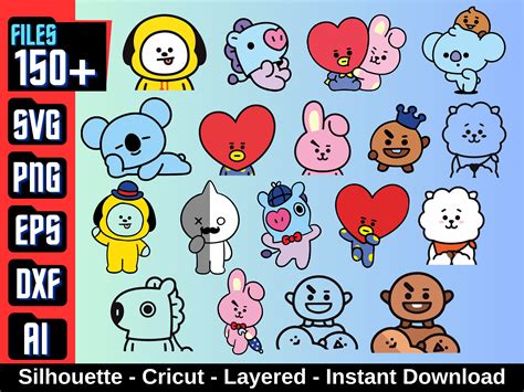150 Bt21 Files Bt21 Characters Bt21 Svg Bt21 Clipart Etsy Uk