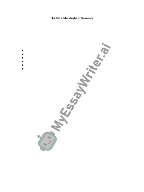 To Kill A Mockingbird Summary Pdf