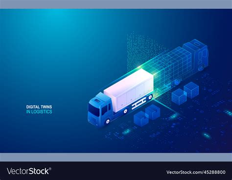 Concept Of Digital Twins In Logistics Container Vector Image