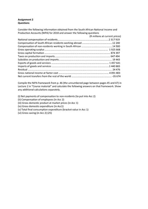 Assignment Memo Assignment Questions Consider The Following Information Obtained From