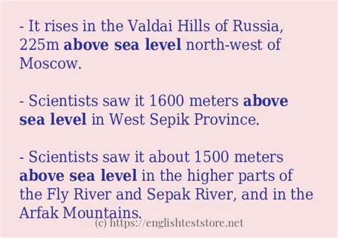 Above Sea Level Sentence Examples Englishteststore Blog