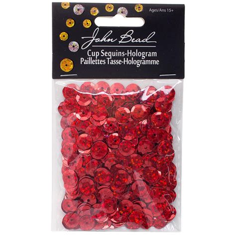 John Bead Cupped Sequins 8mm Red 850pkg Scrapbook Generation