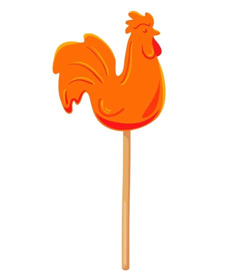 Premium Vector Orange Cute Cock Candy On A Stick Isolated On White Background Minimalistic