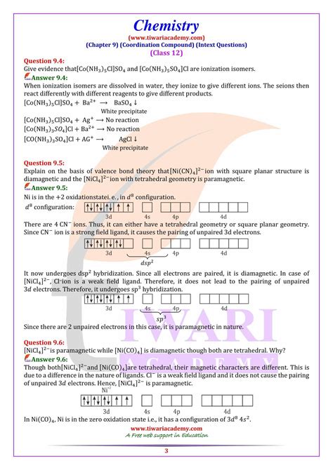 Ncert Solutions For Class 12 Chemistry Chapter 9 Coordination Compound