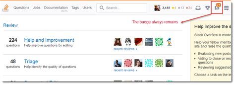 indefinite review button s indicator badge meta stack overflow
