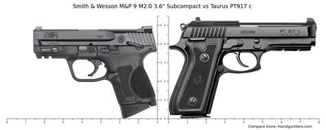 Smith And Wesson Mandp 9 M2 0 3 6 Subcompact Vs Taurus Pt917 C Size