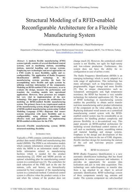 Pdf Structural Modeling Of A Rfid Enabled Reconfigurable Architecture For A Flexible