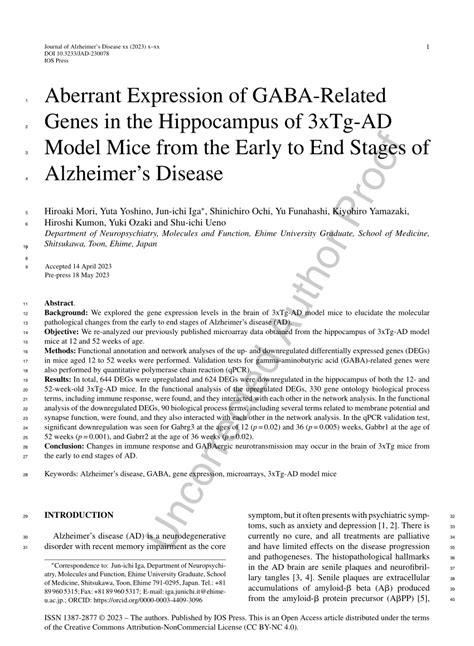 Pdf Aberrant Expression Of Gaba Related Genes In The Hippocampus Of Pdf Aberrant Expression Of Gaba Related Genes In The Hippocampus Of