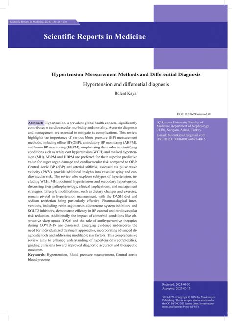 Pdf Hypertension Measurement Methods And Differential Diagnosis Hypertension And Differential