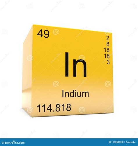 Indium Chemical Element Symbol From Periodic Table Stock Illustration