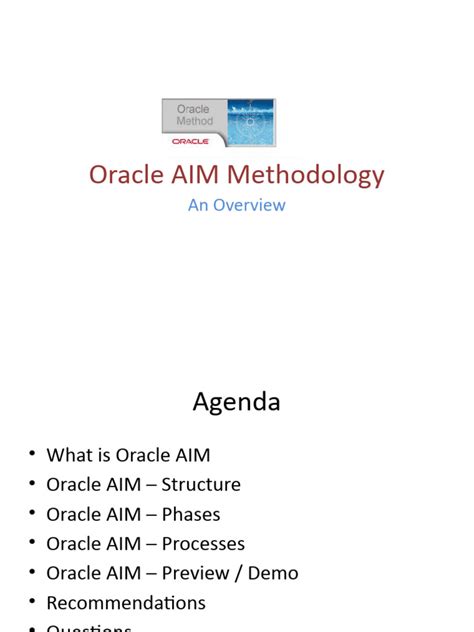 Oracle Aim Methodology An Overview Download Free Pdf Software Development Process Project