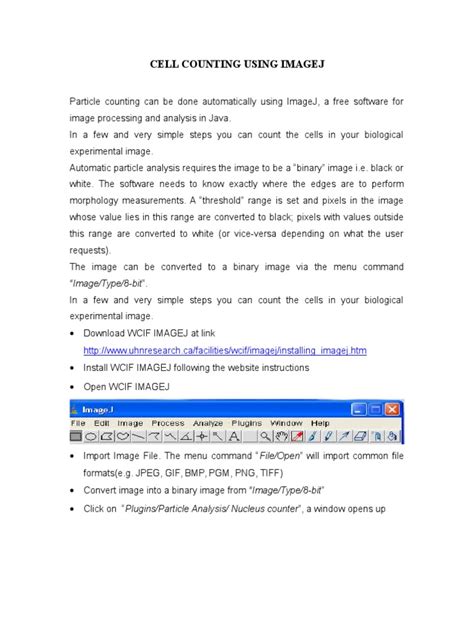 Cell Counting Using Imagej Pdf Graphics Image Processing