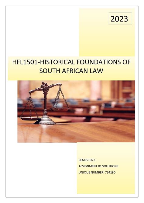 Hfl1501 Assignment 01 Solutions Semester 1 2023to Be Used As A