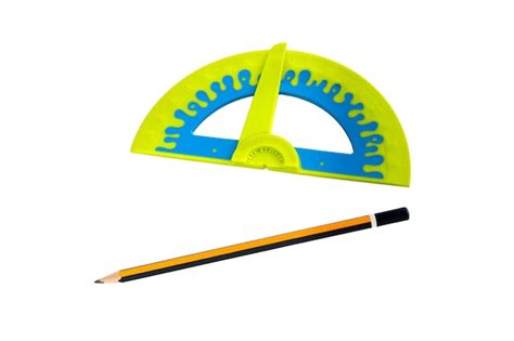 Premium Photo Protractor And Pencil Isolated On White Background Plastic Protractor Ruler