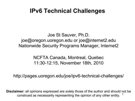 IPv Technical Challenges