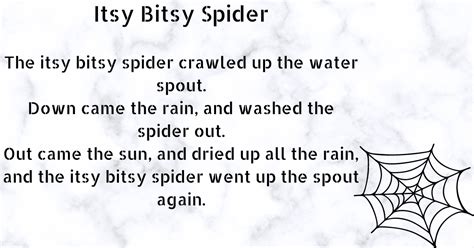 Itsy Bitsy Spider Printable Lyrics Origins And Video