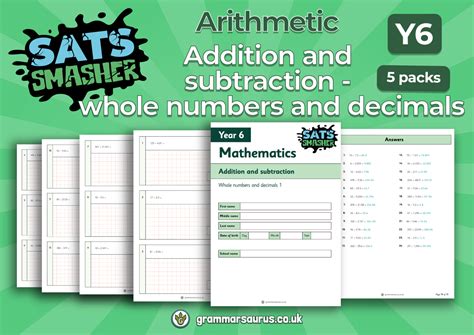Y6 Sats Smasher Maths Arithmetic Addition And Subtraction Whole
