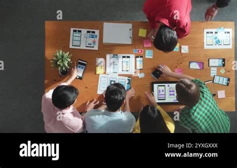 top view of smart software developer planning software development skilled programmer team