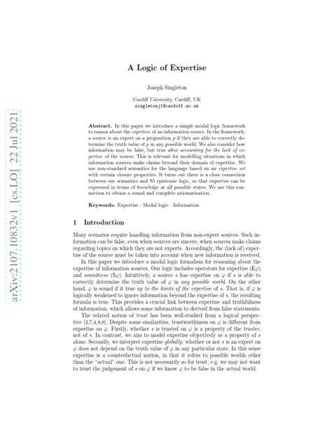 A Logic Of Expertise Pdf Modal Logic Theorem