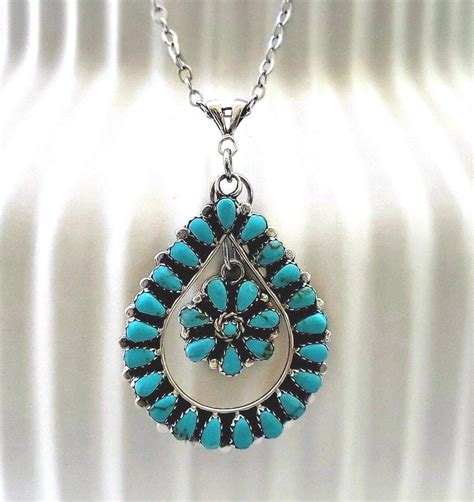 Turquoise Cluster Necklace Teardrop Necklace Statement Jewelry Boho