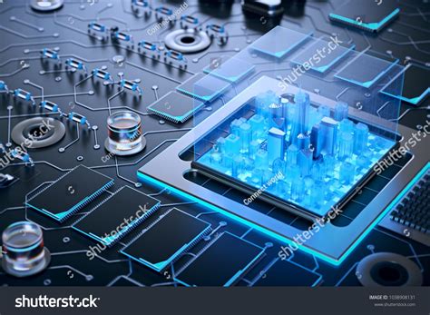 3d Futuristic Micro Chip City Illustration