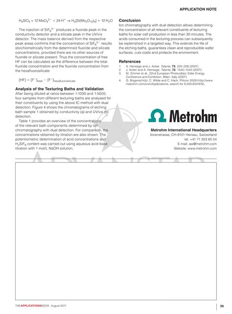 Ion Chromatography In Determining Mineral Acids In Etching Baths Pdf