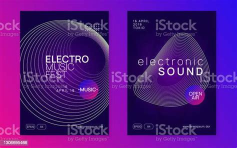 네온 클럽 전단지 전기 댄스 음악 트랜스 파티 Dj 전자 사운드 페스트 테크노 이벤트 포스터 Dj에 대한 스톡 벡터 아트 및