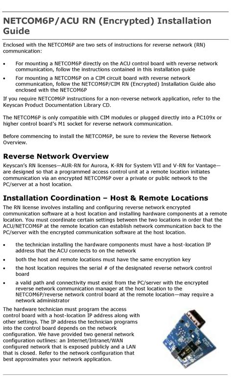 KEYSCAN NETCOM6P INSTALLATION MANUAL Pdf Download ManualsLib