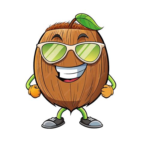 Coconut Cartoon Character Clipart Vector Fun And Tropical Design