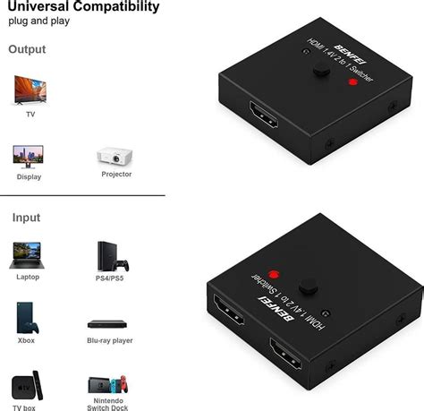 HDMI Switch K BENFEI Bidirectional HDMI Splitter In Out In Out Supports K D HD