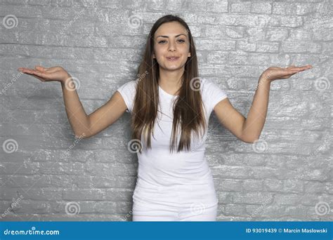 Beautiful Young Girl Spreads Her Hands Stock Image Image Of Makeup