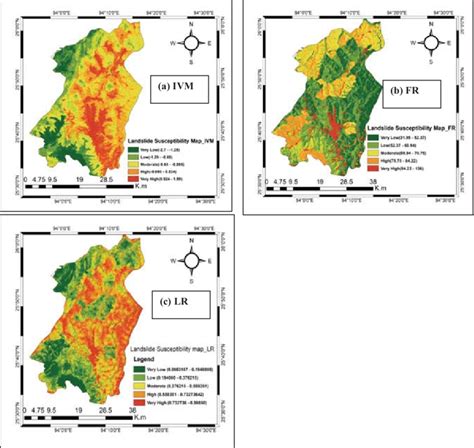 5 Landslide Susceptibility Map Using A Ivm B Fr And C Lr Models