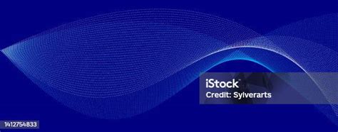 짙은 파란색 공기 입자 흐름 벡터 디자인 흐르는 점 배열의 물결과 추상적 배경 디지털 미래 일러스트 나노 기술 테마 3차원 형태에 대한 스톡 벡터 아트 및 기타 이미지