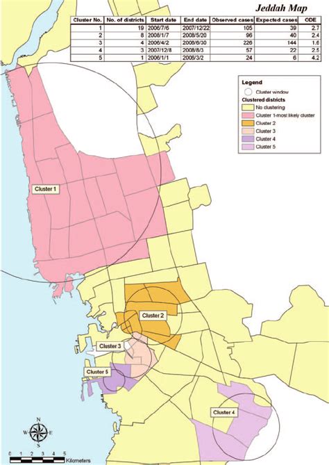 A Map Showing Significant High Rate Spatio Temporal Clusters Using