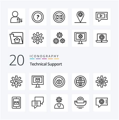 20 기술 지원 라인 아이콘 World Help Eye Global Center와 같은 팩 무료 벡터