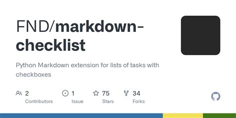 Github Fndmarkdown Checklist Python Markdown Extension For Lists Of