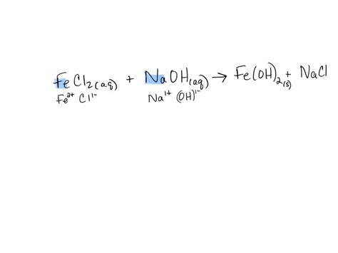 Solved What Is The Net Ionic Equation Of The Reaction Of Fecl2 With Naoh Express You Answer