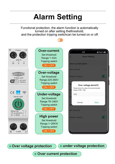 Tomzn 63a 1p N Wifi Smart Switch Energy Meter Kwh Metering Monitoring Timer Relay Mcb Tuya